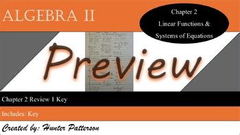 Chapter Review Key Linear Functions Systems Of Equations TPT