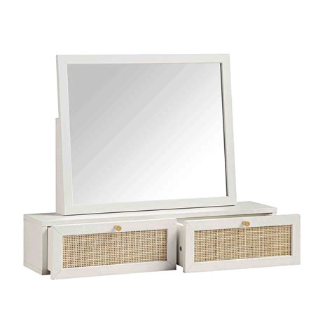 Frances Woven Rattan Vanity Mirror White Daals