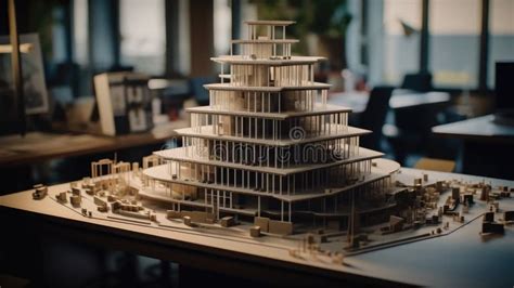 Scale Model Building To Form A New Building On Table In Office