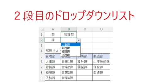 エクセル（excel）のドロップダウンリストで2段階分岐させる方法 資料づくりぶろぐ