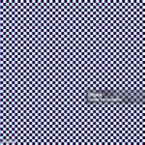 애너글리프 스타일의 흰색 검정과 청록색 마젠타 체크 무늬 패턴의 광학 예술 배경 사이키델릭 스퀘어 체스 디자인 0명에 대한 스톡 벡터 아트 및 기타 이미지 Istock