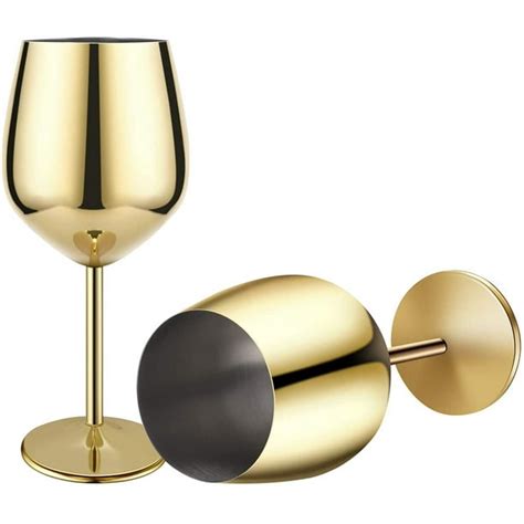 Littleduckling 2pcs Stainless Steel Wine Glasses 18oz Large Capacity Wine Goblets Unbreakable