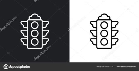 Big Traffic Light Outline Icon White Black Colors Big Traffic Stock