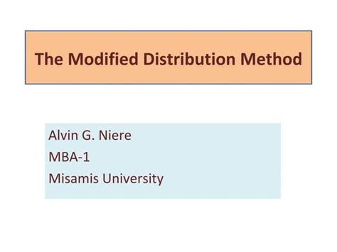 Modified Distribution Method Ppt