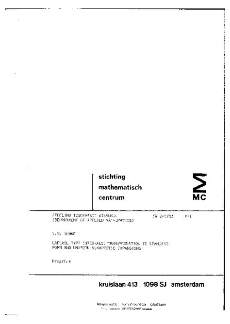Pdf Laplace Type Integrals Transformation To Standard Form And