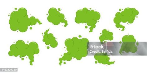 방귀 구름 아이콘 나쁜 냄새 연기 녹색 유독 가스 만화 악취 아로마 벡터 일러스트 레이 션 불쾌한 냄새에 대한 스톡 벡터 아트 및 기타 이미지 Istock