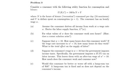 Answered Consider A Consumer With The Following… Bartleby