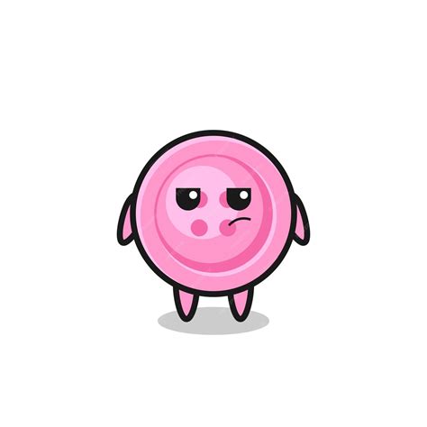 Premium Vector Cute Clothing Button Character With Suspicious Expression