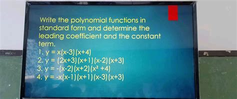 Write The Polynomial Functions In Standard StudyX