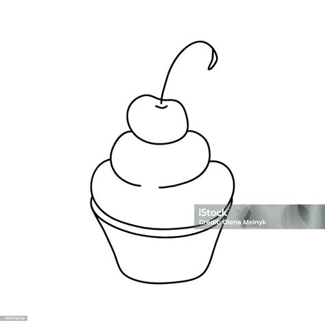 낙서 컵 케이크 메뉴 카페 비스트로 레스토랑 다방 빵집 라벨 포스터 배너 전단지 및 포장을위한 스케치 요소를 디자인하십시오 흰색 배경에 벡터 일러스트레이션 검은색에 대한