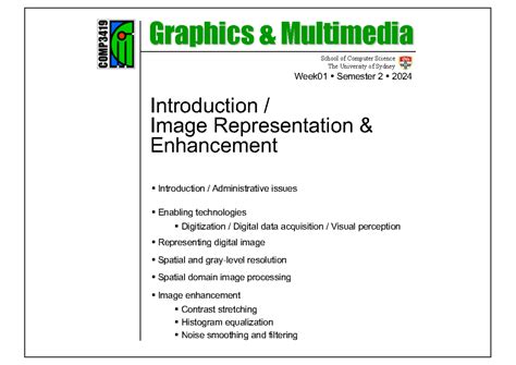 COMP3419 2024 W1 Notes Concised For Exam 1 Graphics Multimedia