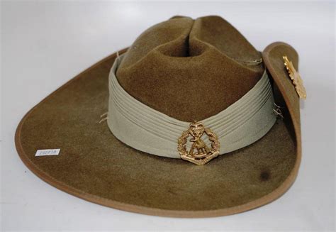 Aussie Army Slouch Hat With Rar And Rising Sun Badges Headwear Militaria And Weapons