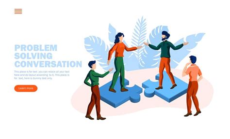 Premium Vector Problem Solving With Jigsaw And Team Conversation