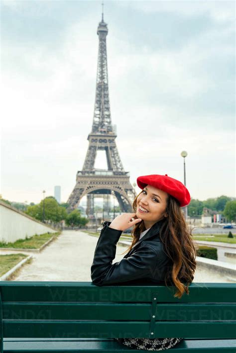 Beautiful Young Woman Visiting Paris And The Eiffel Tower Parisian