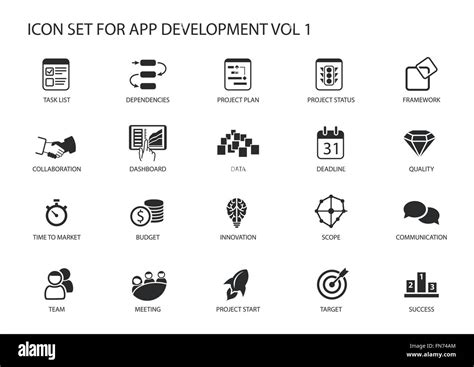 Vector Icon Set For App Application Development Reusable Icons And Symbols Like Task List