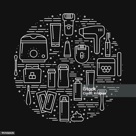 선 스타일에 머리 제거 방법 기호 원 면도 Sugaring 개념 테마를 Tweezing 왁 싱 제 모 탈모 레이저 독특한 머리 제거 방법 프린트 라운드 요소 아이콘입니다