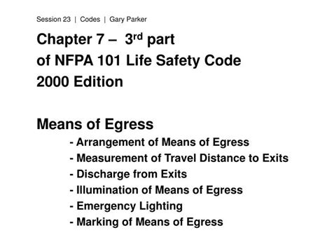 PPT Chapter 7 3 Rd Part Of NFPA 101 Life Safety Code 2000 Edition Means Of Egress