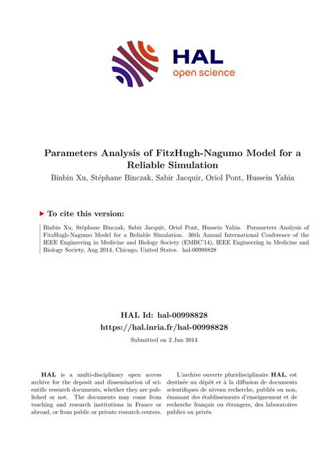 Pdf Parameters Analysis Of Fitzhugh Nagumo Model For A Dokumen Tips
