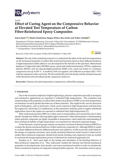 Pdf Effect Of Curing Agent On The Compressive Behavior At Elevated Test Temperature Of Carbon