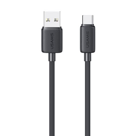 Usams Us Sj Usb To Usb C Type C A Striped Fast Charge Data Cable Length M Black