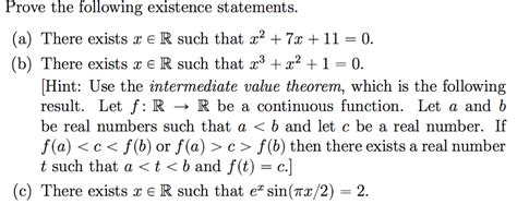 Solved Prove The Following Existence Statements A There Chegg