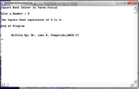Free Programming Source Codes And Computer Programming Tutorials Square Root In Turbo Pascal