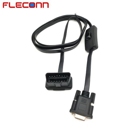Male OBD OBDII OBD2 To Female DB9 RS232 Switch Diagnostic Cable