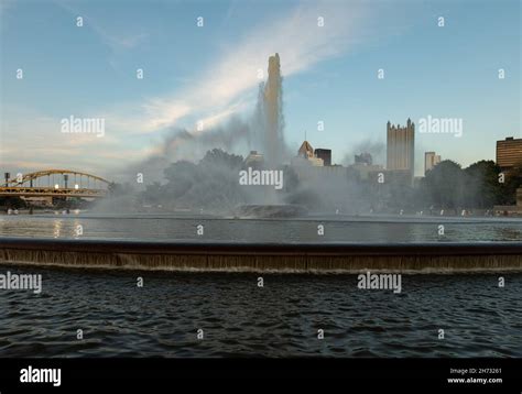 Point State Park Fountain In Pittsburgh Pennsylvania Long Exposure