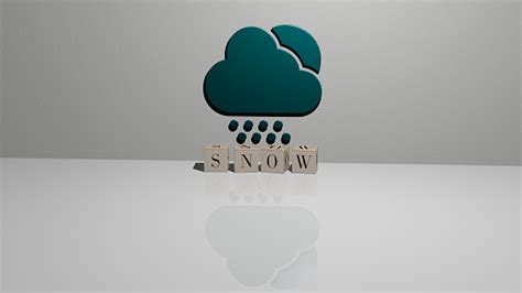 3d 그래픽 이미지와 상단 관점에서 금속 입방 문자로 만든 텍스트와 함께 수직으로 눈의 3d 그래픽 이미지 개념 프리젠 테이션