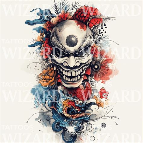 Smiling Yokai Spirit Tattoo Design Tattoos Wizard Designs