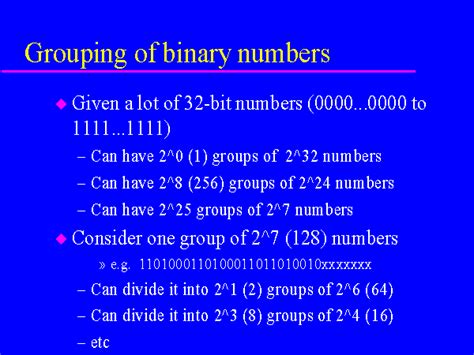 Grouping Of Binary Numbers
