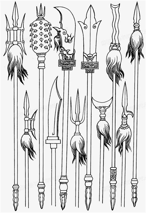 线描古代兵器PNG图片素材下载 兵器PNG 熊猫办公