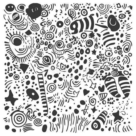 Abstract Hand Drawn Doodle Pattern Black And White Sketchy Shapes