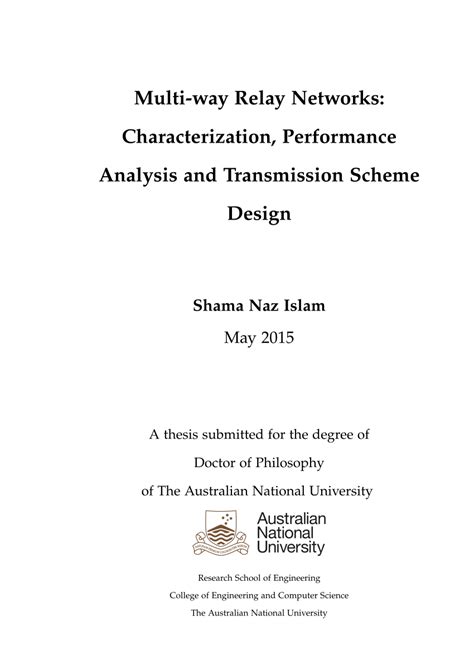 Pdf Multi Way Relay Networks Characterization Performance Analysis And Transmission Scheme