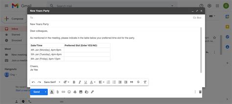 How To Add A Table To Your Gmail Messages
