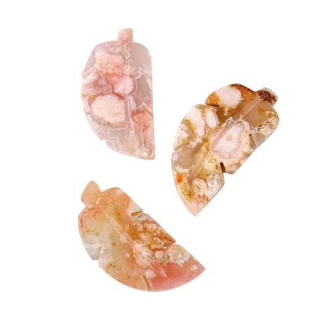 Shop Carved Sakura Agate Leaf Shape • The Green Crystal
