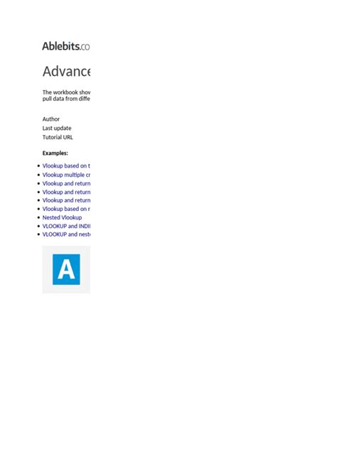 Advanced Vlookup Formula Examples Pdf