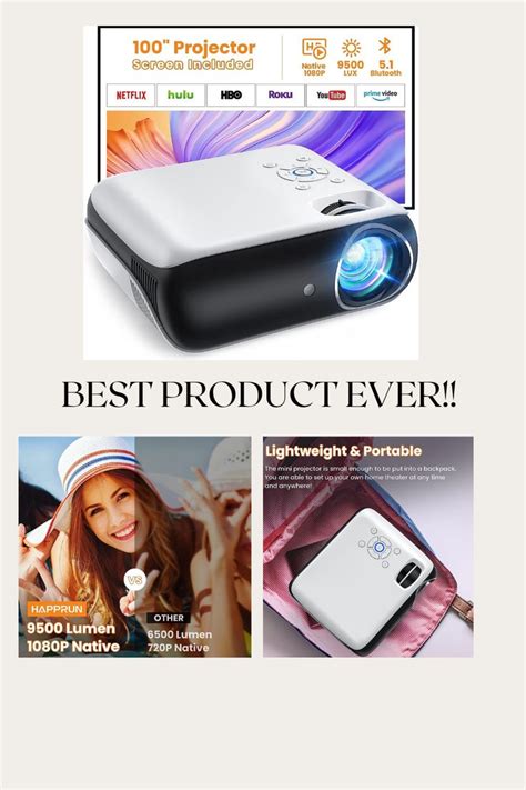Happrun Projector Native P Bluetooth Projector Portable Outdoor Movie Projector Full Hd
