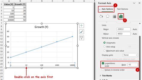 Change Axis To Logarithmic Scale In Excel Horizontal And Vertical