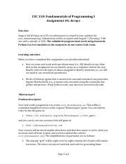 Assignment Pdf CSC Fundamentals Of Programming I Assignment Arrays Due Date August