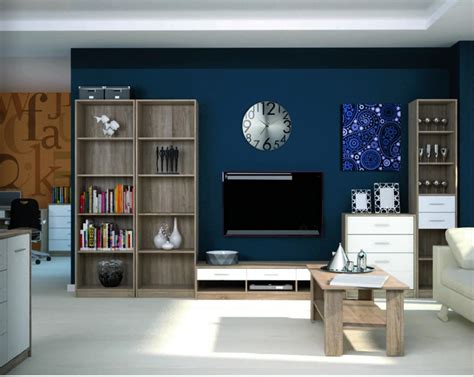 ᐉ Стінка комплект у вітальню Гербор Непо з ЛДСП Дуб сонома Німфея альба • Краща ціна в Києві