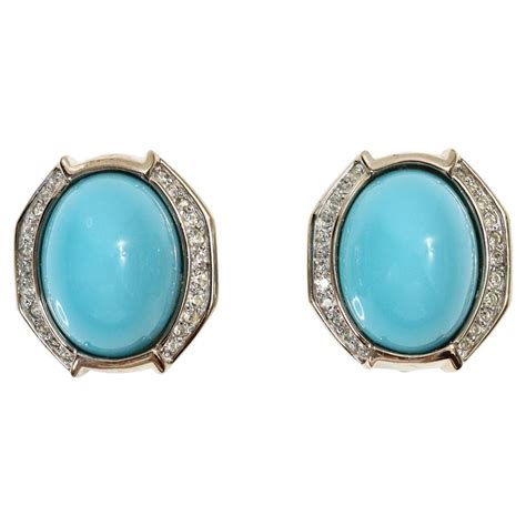Vintage Gilded Hexagon Statement Earrings With Crystal Pavé By Panetta