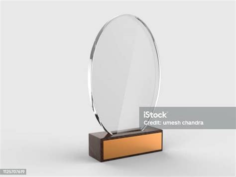 빈 유리 트로피 나무 기지에 서 서를 모의 3d 렌더링 그림 원형에 대한 스톡 사진 및 기타 이미지 원형 유리 재료 투명