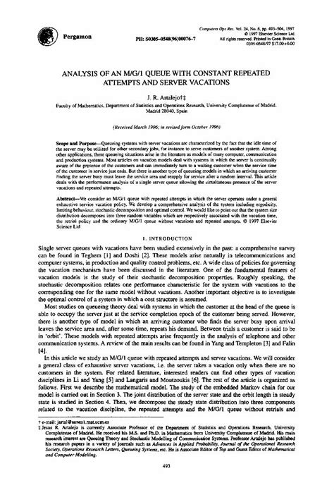 pdf analysis of an m g 1 queue with constant repeated attempts and