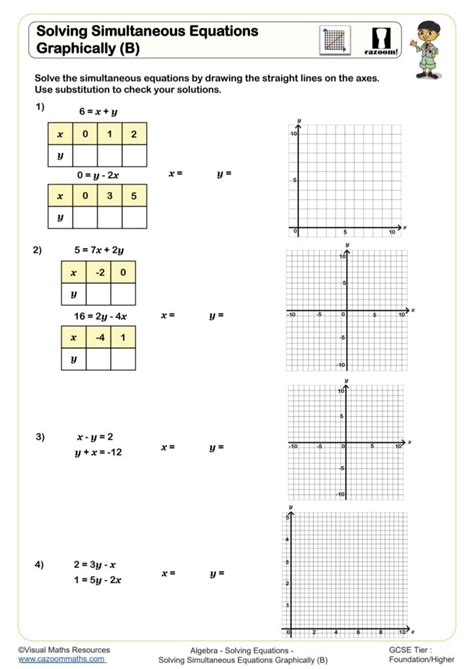 Solving Simultaneous Equations Graphically B Worksheet Fun And
