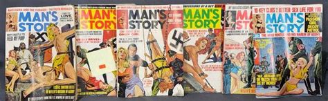 6 Mans Story Magazines 11 Inches Each Mid 20th Century Metzger