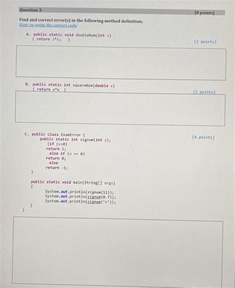 Solved Question 3 8 Points Find And Correct Errors In