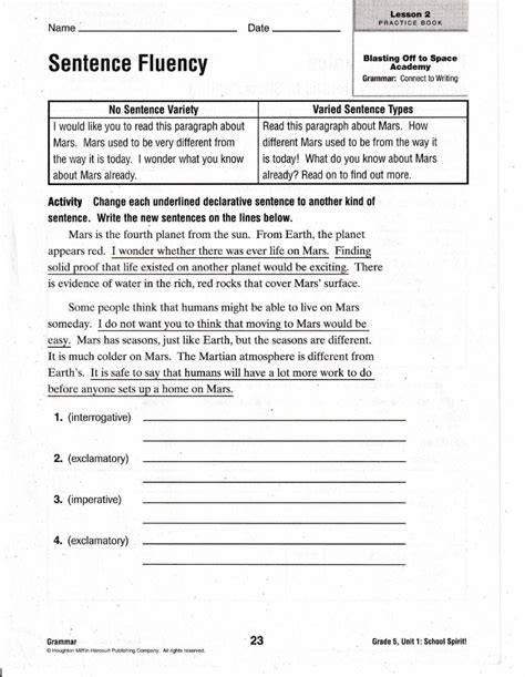 Sentence Fluency Worksheet Live Worksheets Worksheets Library