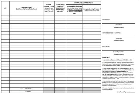 Deped School Form 5 Report On Promotion And Learning Progress And Achievement Form Deped Ph