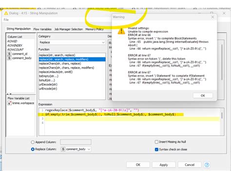 Delete Empty Cells In String Manipulation Knime Extensions Knime
